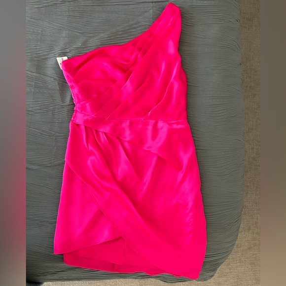 DO+BE | Dresses | Dobe Hot Pink One Shoulder Silk Cocktail Dress | Poshmark